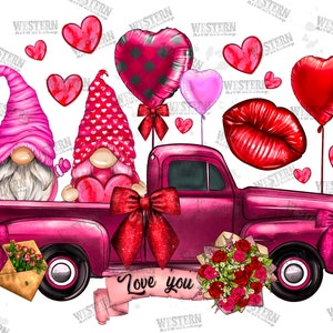 Valentine's Gnomes Truck Png Sublimation Design,valentine's Day Png ...