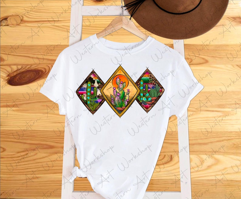 Western Serape Sunset Cactus Png Cactus Png Serape - Etsy