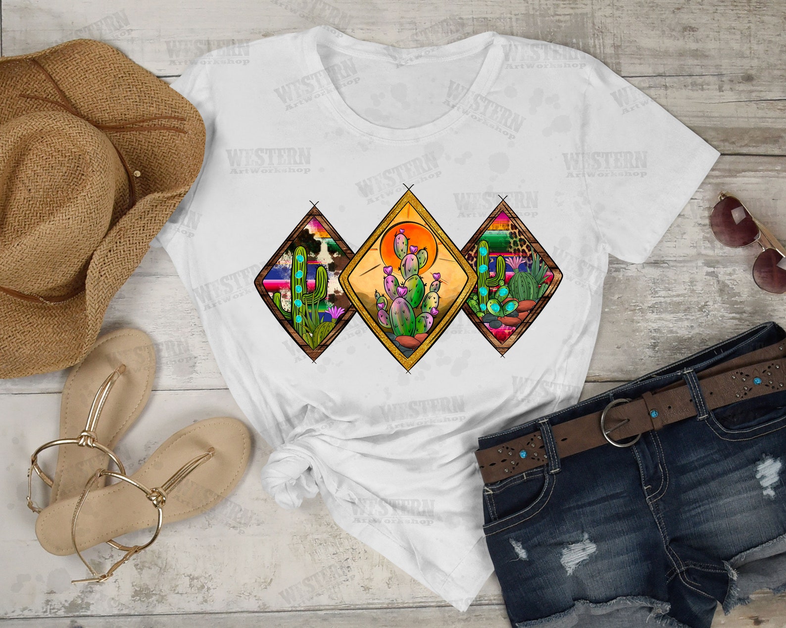 Western Serape Sunset Cactus Png Cactus Png Serape - Etsy