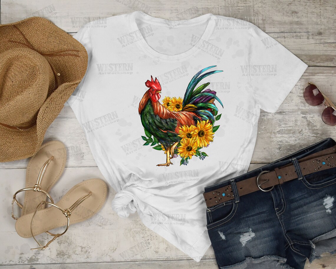 Rooster With Sunflowers Png Sublimation Design Rooster Png - Etsy