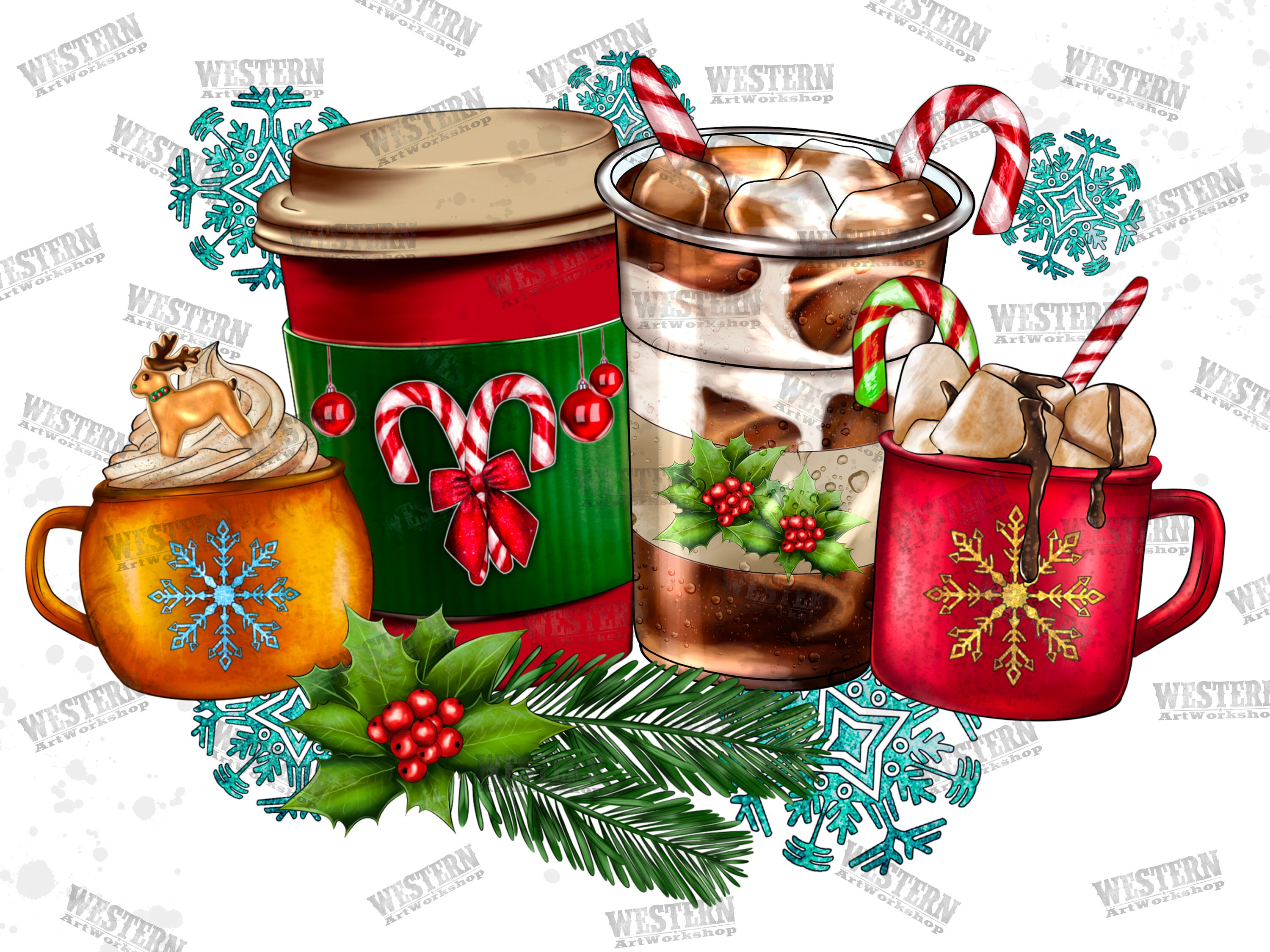 Christmas Coffee Cups Png Sublimation Design Noel Santa - Etsy
