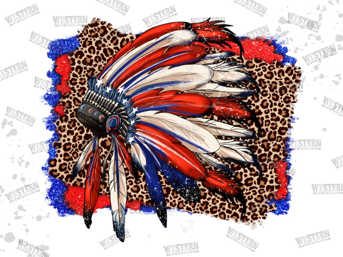 American Flag With Leopard Background Native American - Etsy