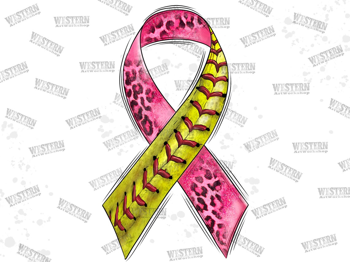 Breast Cancer Ribbon Softball Png Sublimation Design Cancer - Etsy