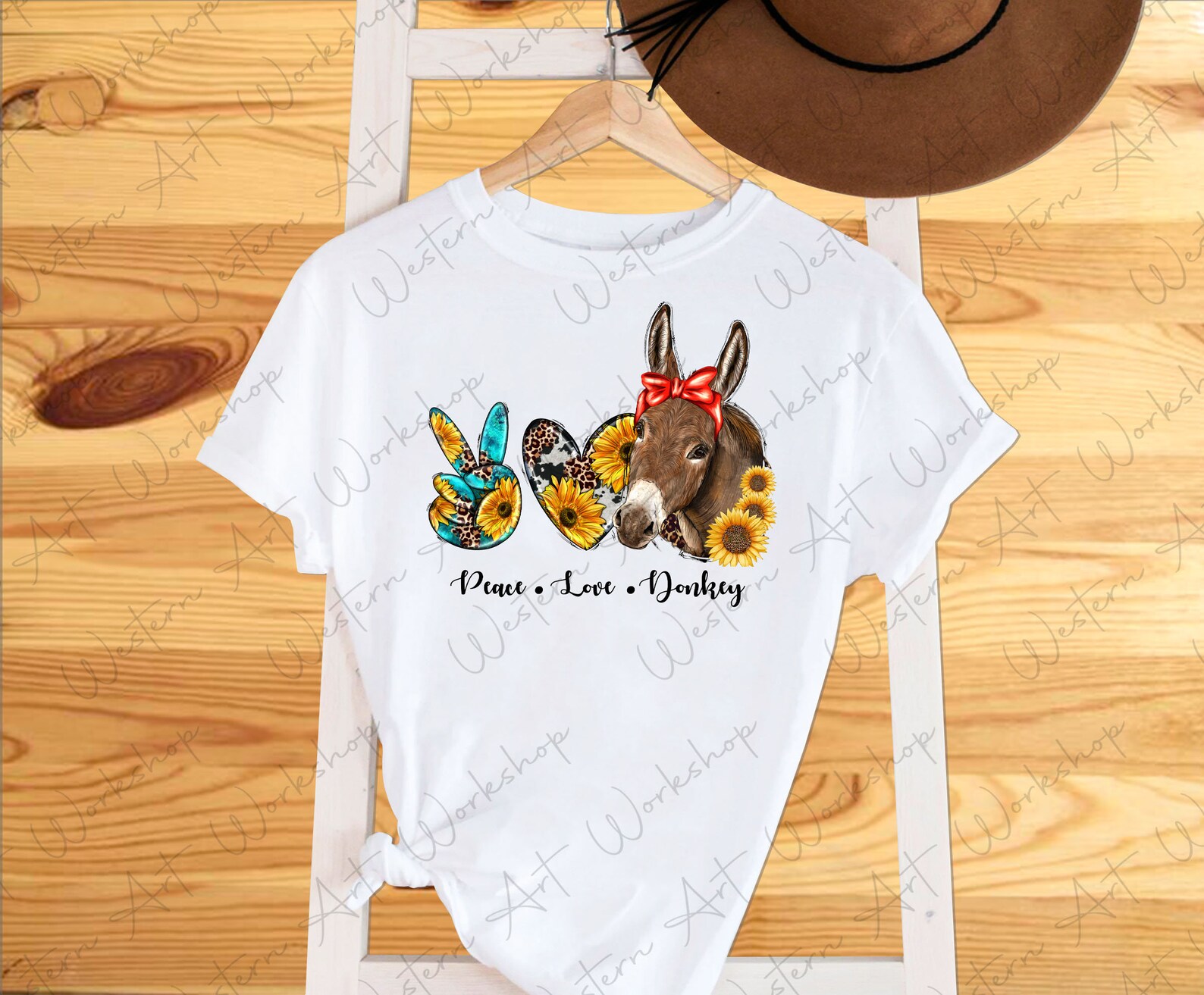 Peace Love Donkey With Bandana Sublimation Png Love Donkey - Etsy