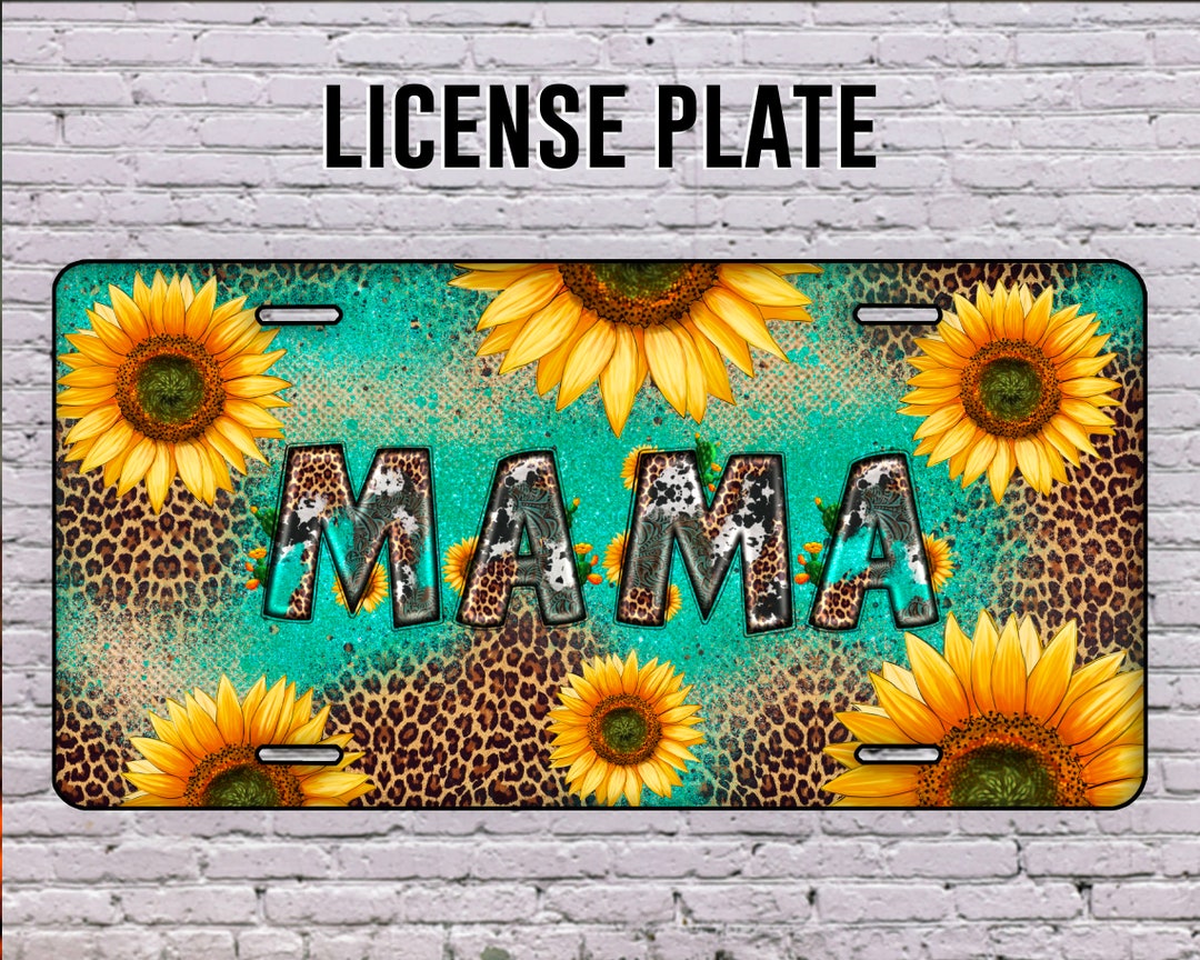 Mama Turquoise Glitter License Plate,western Mama License Plate Png ...