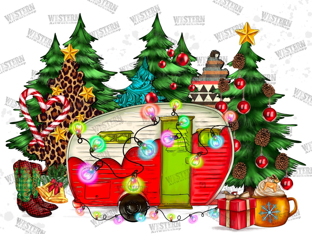 Merry Christmas PNG, Caravan PNG, Christmas Camper, Christmas Tree PNG ...