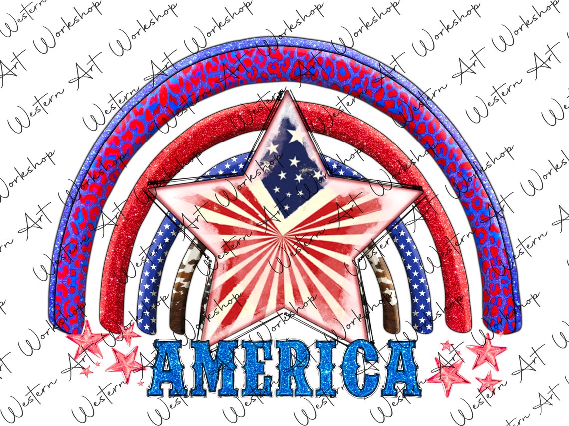American Flag Rainbow With Stars Png USA Flag Rainbow Png - Etsy