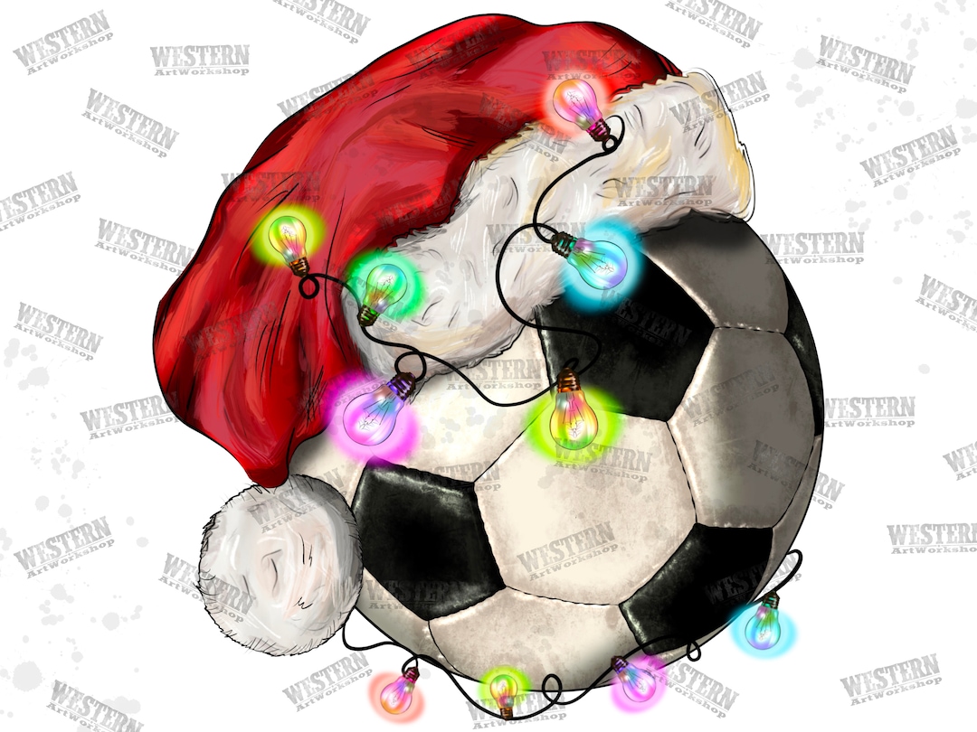 Christmas Soccer Ball Sublimation Png, Soccer Ball With Santa Hat PNG ...