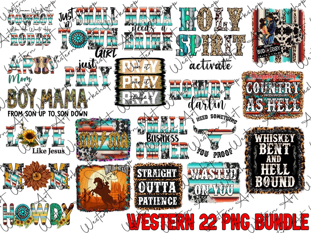 Western Designs 22 PNG Bundle, Western Bundle Png, Bundle Png ...