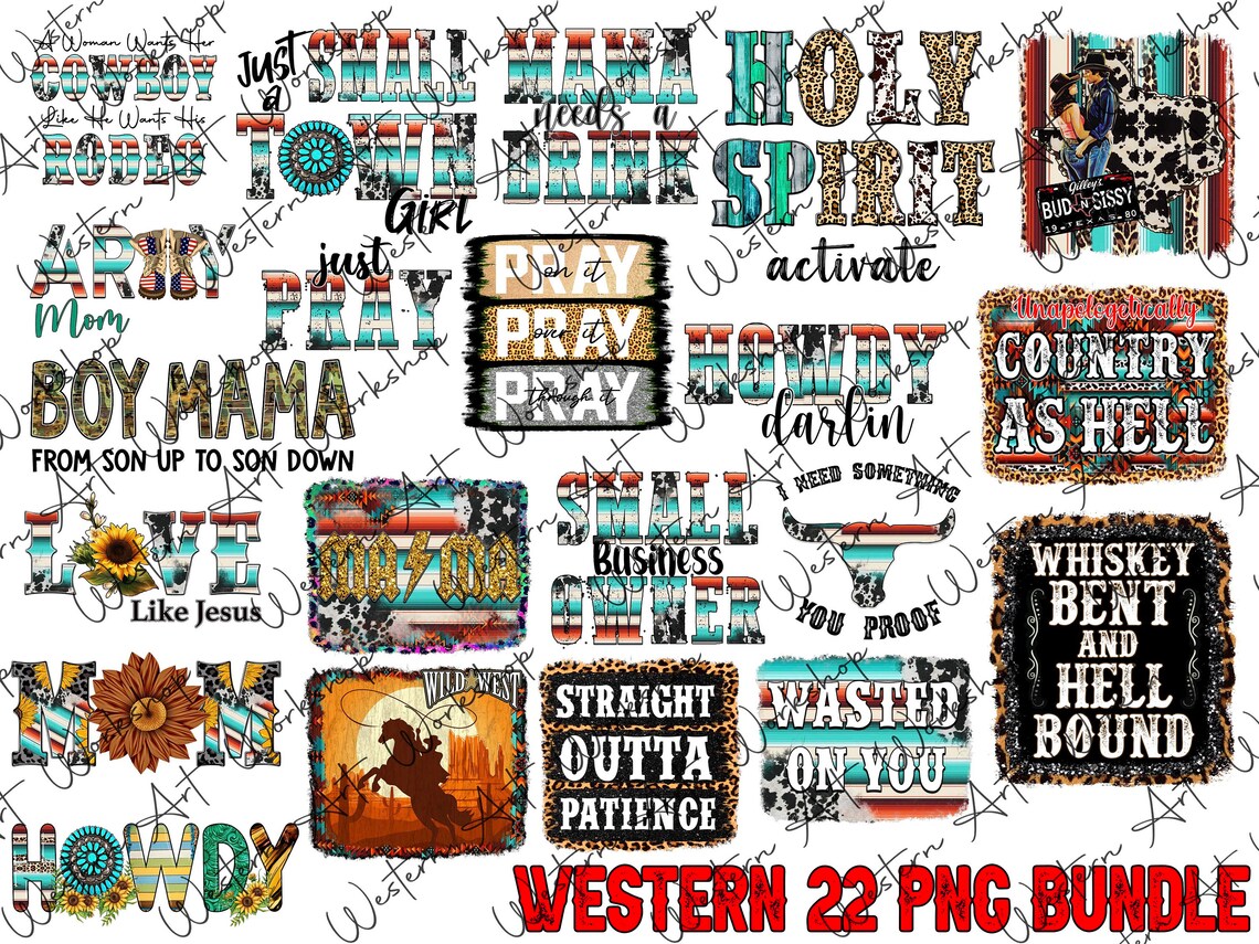 Western Designs 22 PNG Bundle Western Bundle Png Bundle Png - Etsy