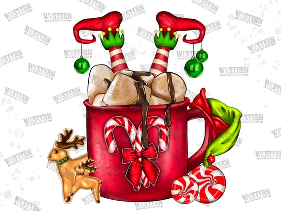Coffee Cup Elf Png Christmas Png Elf Png Sublimation - Etsy