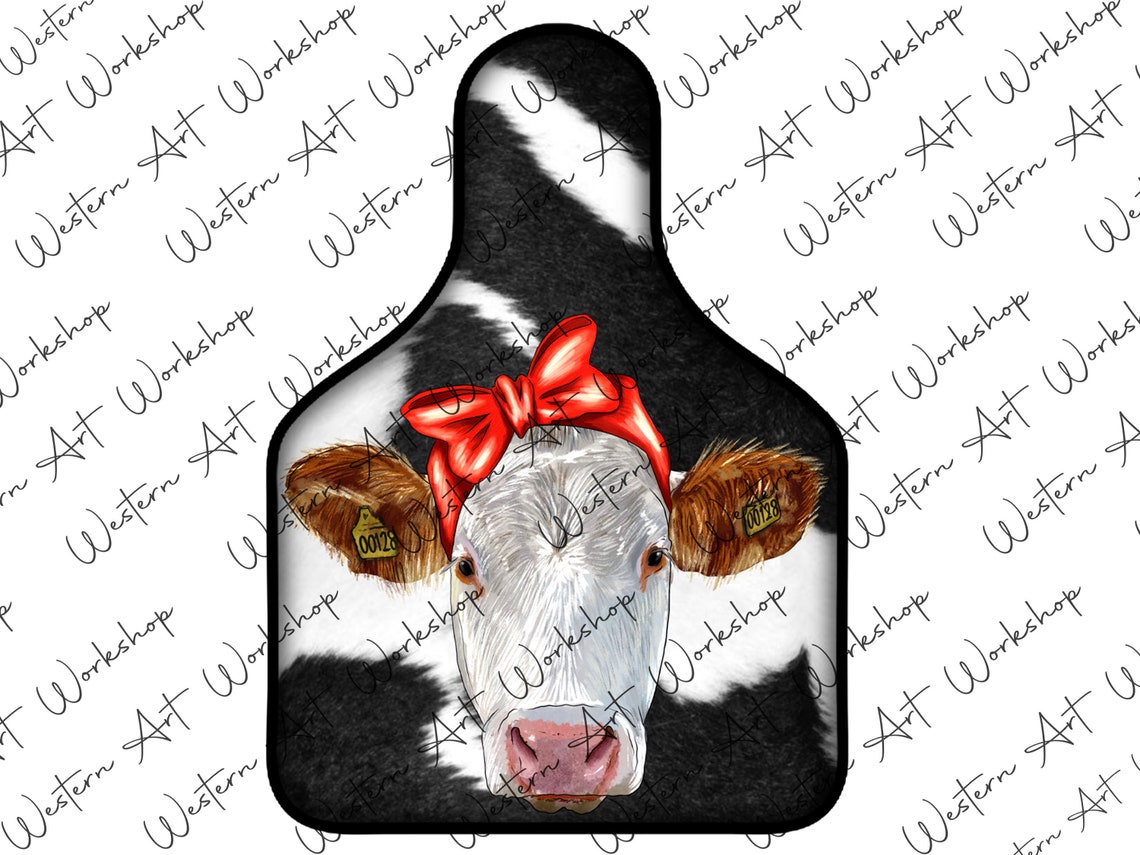 Cow Show Tag With Bandana Png Western Design Cow Tag Png - Etsy