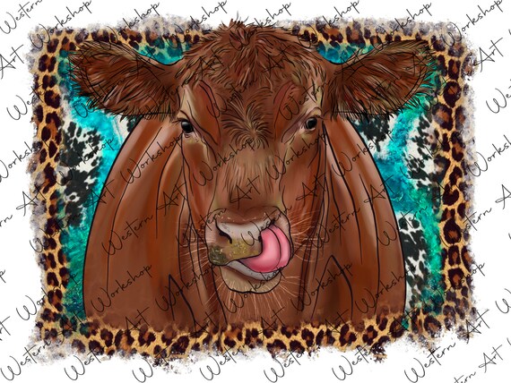Red Angus Background Sublimation Png Hand Drawing Cow Png | Etsy