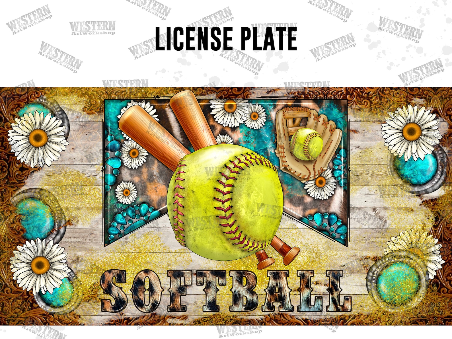 Softball License Plate Softball License Plate Png Daisy Png - Etsy