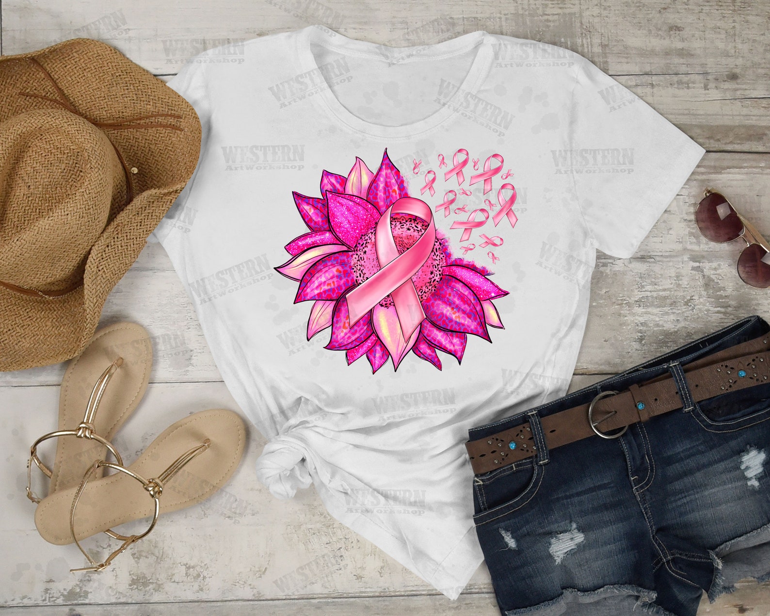 Western Sunflower Breast Cancer Sublimation Design Cancer - Etsy