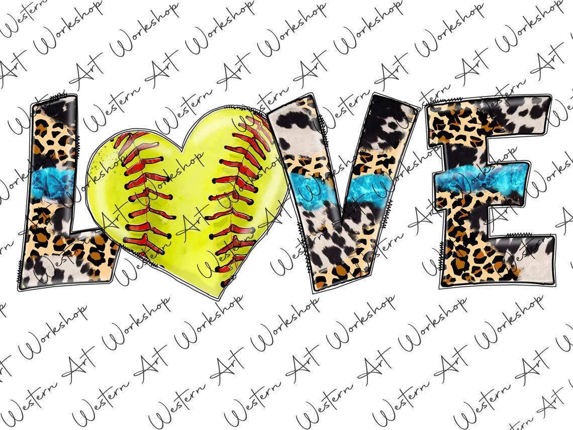 Love Softball Sublimation Png Softball Png Softball Heart - Etsy