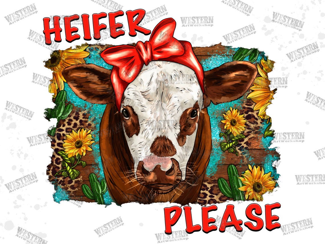 Heifer Please Png File Cow Png Sunflower Red Bandana Png - Etsy