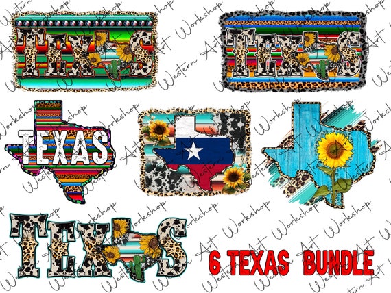 Western Texas Map Design Bundle Png Texas Map Bundle Map - Etsy