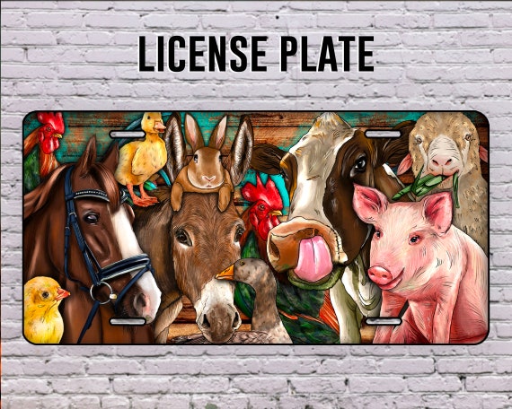 Western Farm Animals License Plate Png Cow License Plate - Etsy