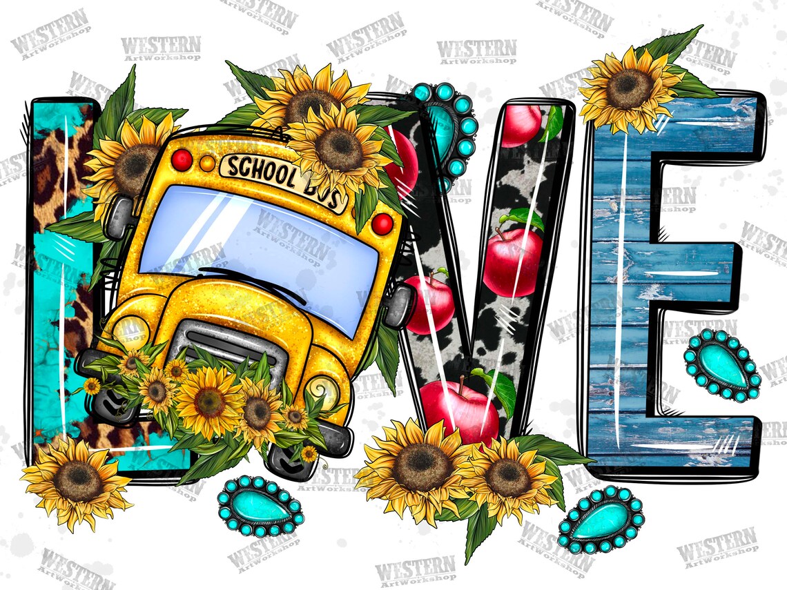 School Bus Love Png Sublimation Design Download School Bus - Etsy