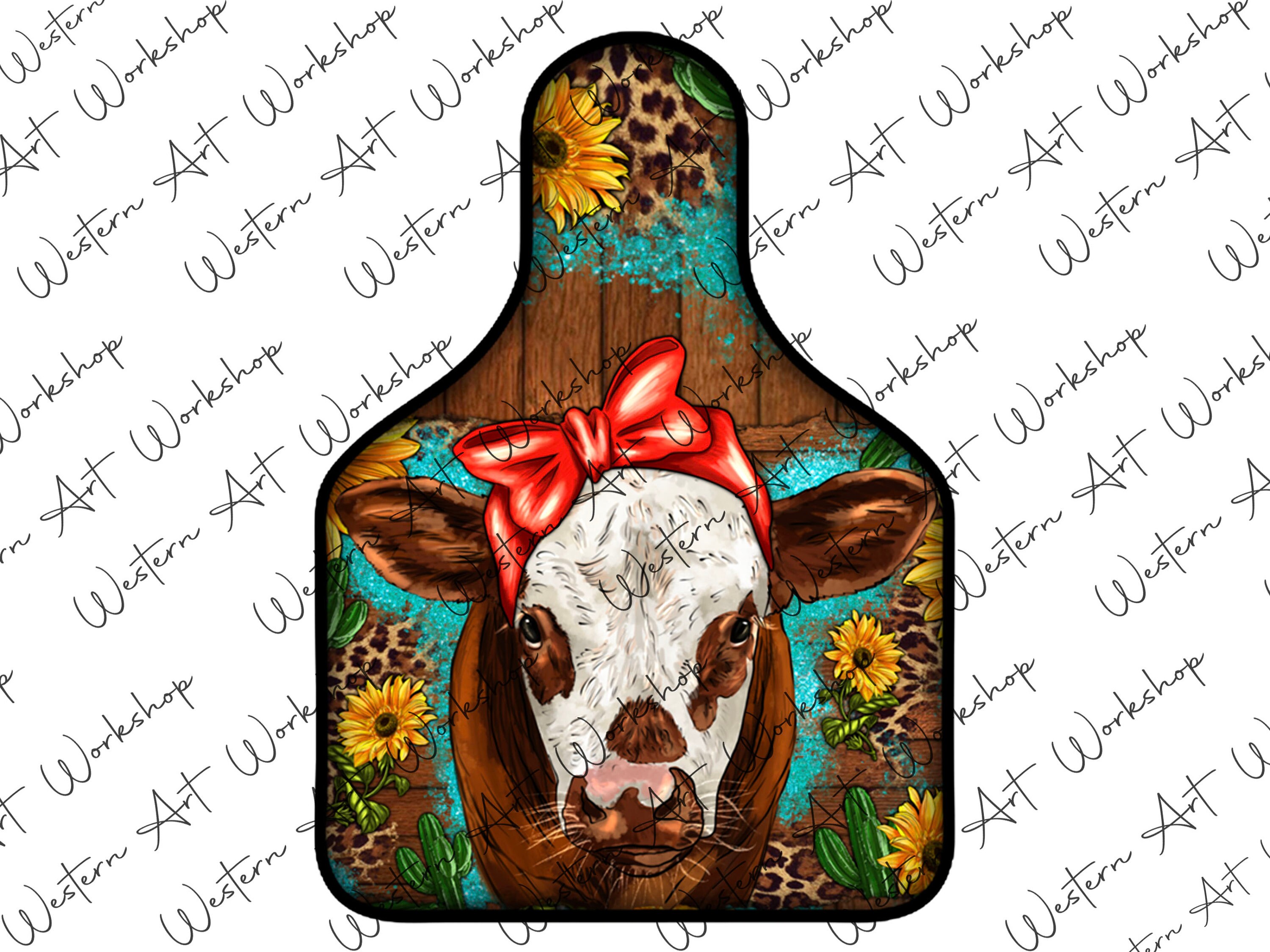 Western Animal Cow Tag Bundle Png Bandana Cow Png Watercolor - Etsy