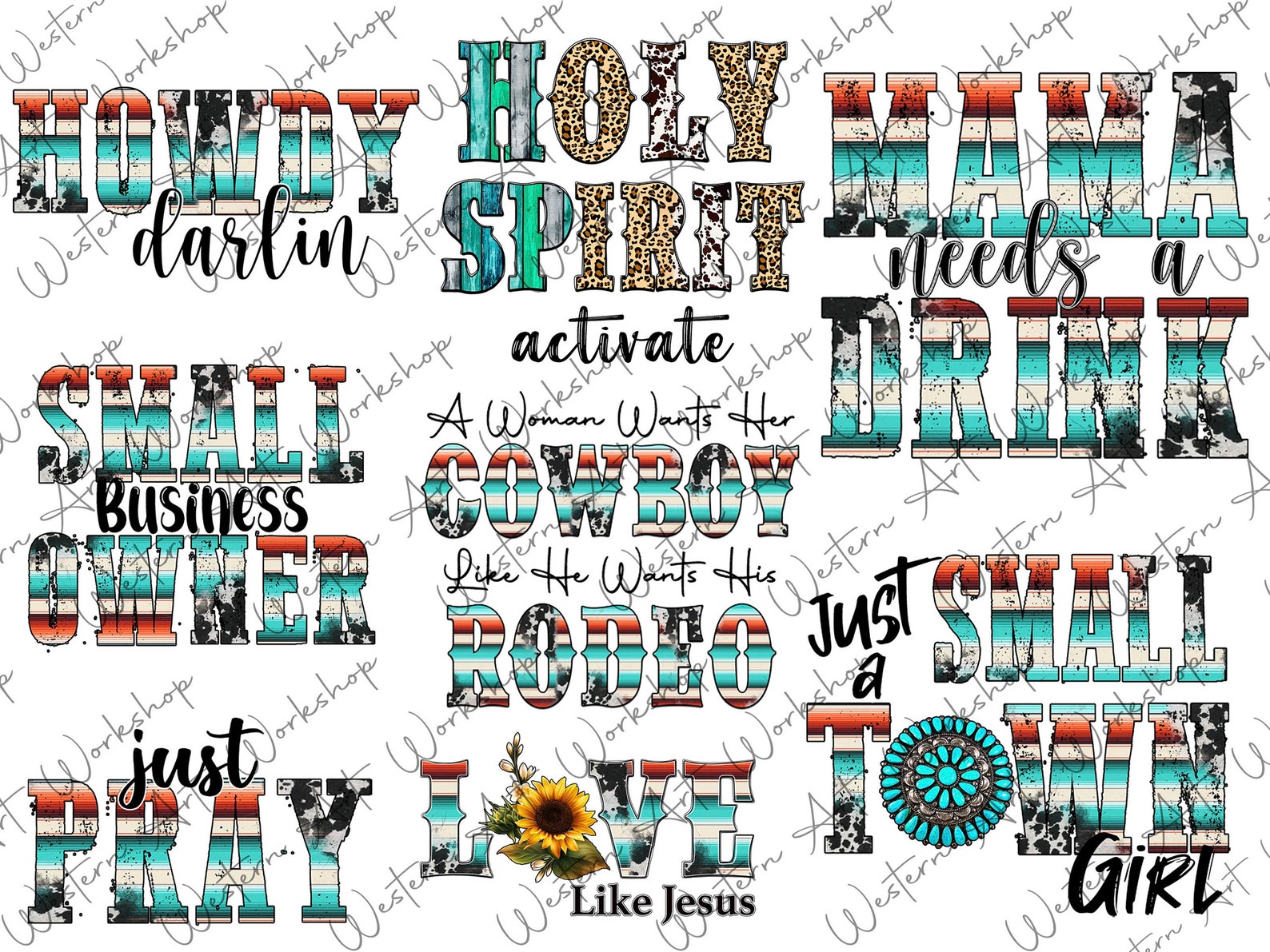 Western Designs 22 PNG Bundle Western Bundle Png Bundle Png - Etsy