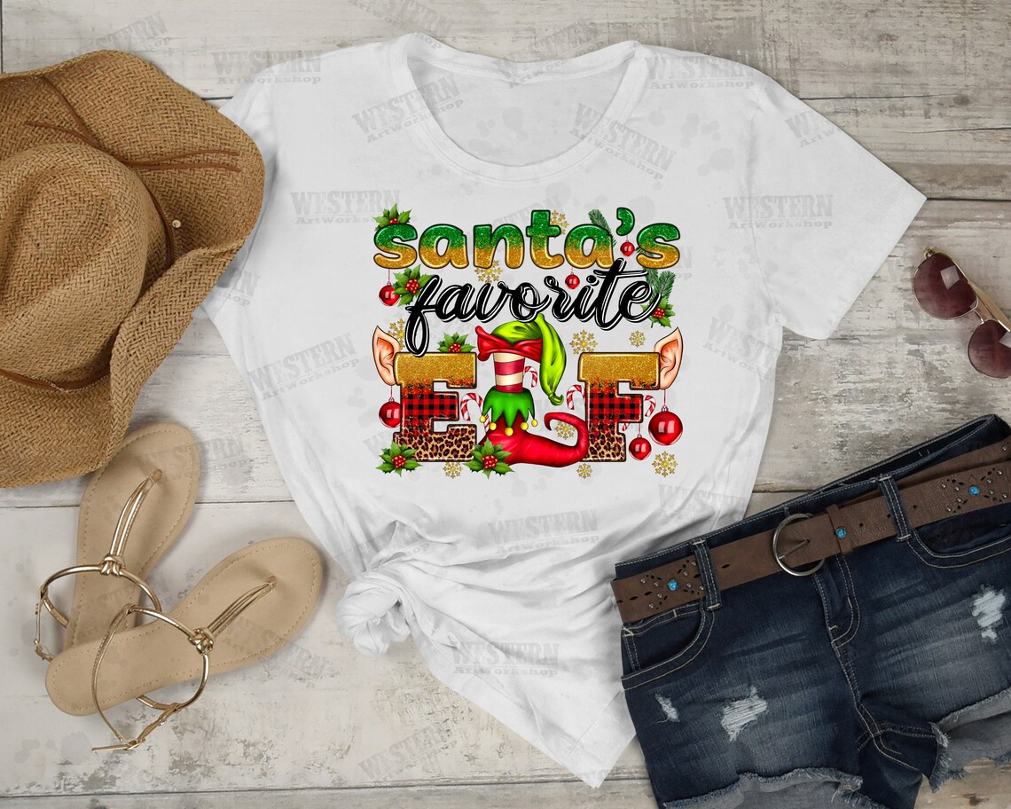 Santa's Favorite Elf Pngwestern Pngmerry Christmas - Etsy