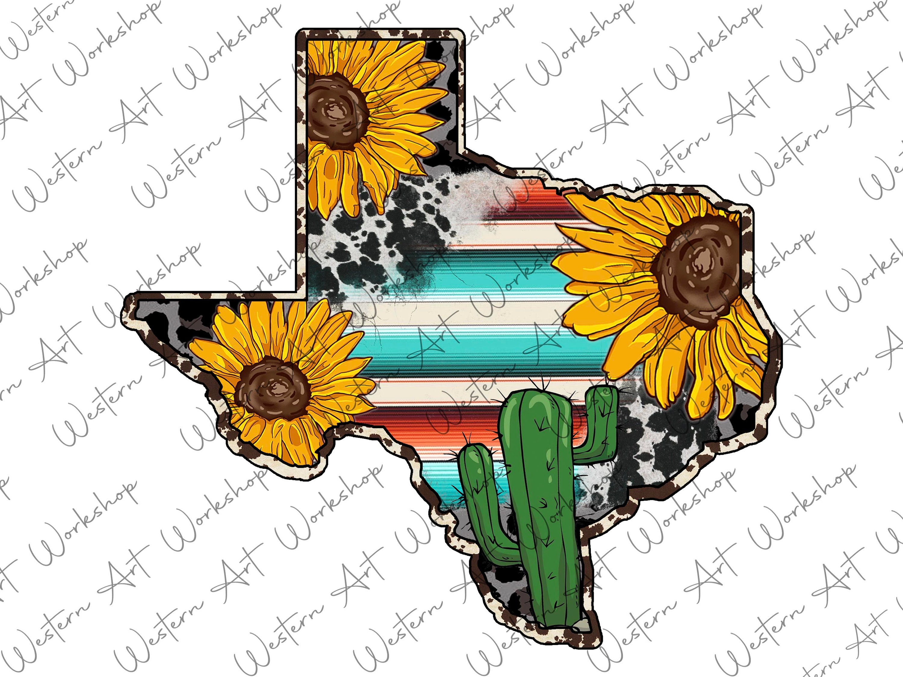 Western Serape Texas Sunflower Flag Png Western Cactus - Etsy