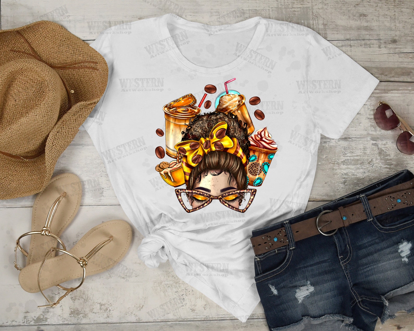 Messy Bun With Coffee Cups Png Sublimation Design Black Woman - Etsy