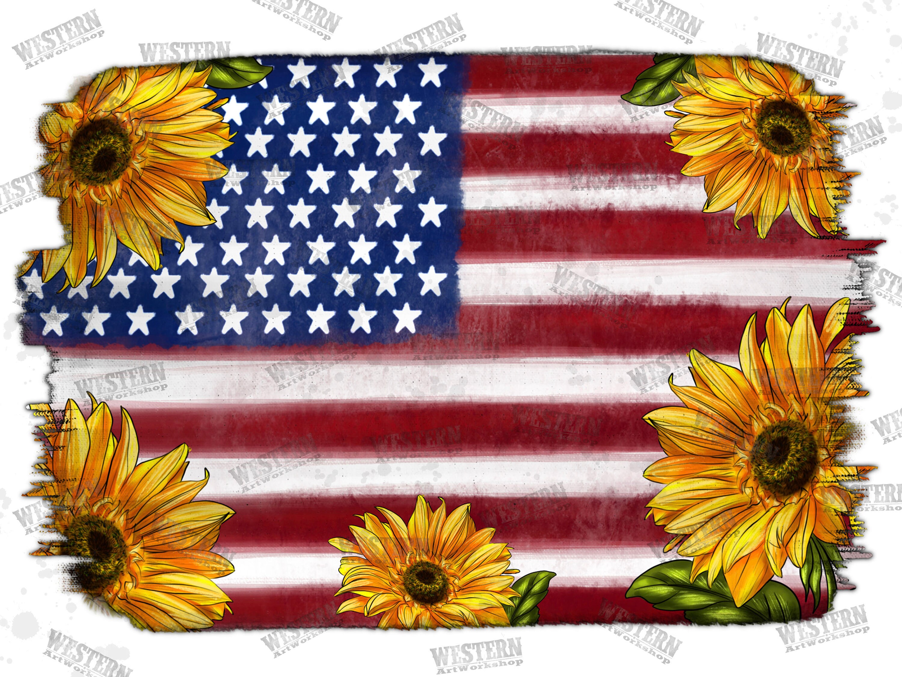 American Flag With Sunflower Png USA Flag Png American Flag - Etsy