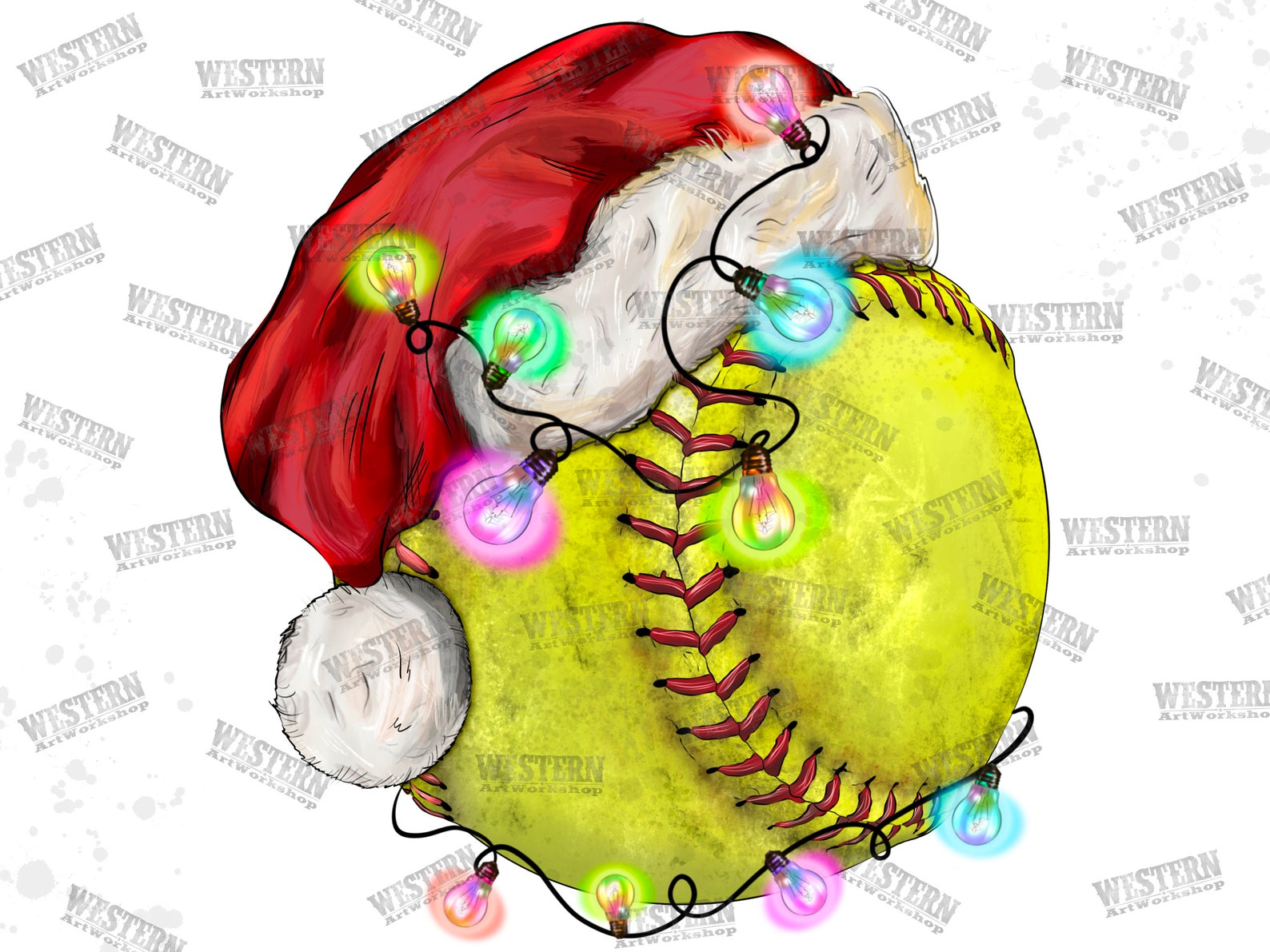Christmas Softball Ball Sublimation Png Softball SANTA Hat - Etsy