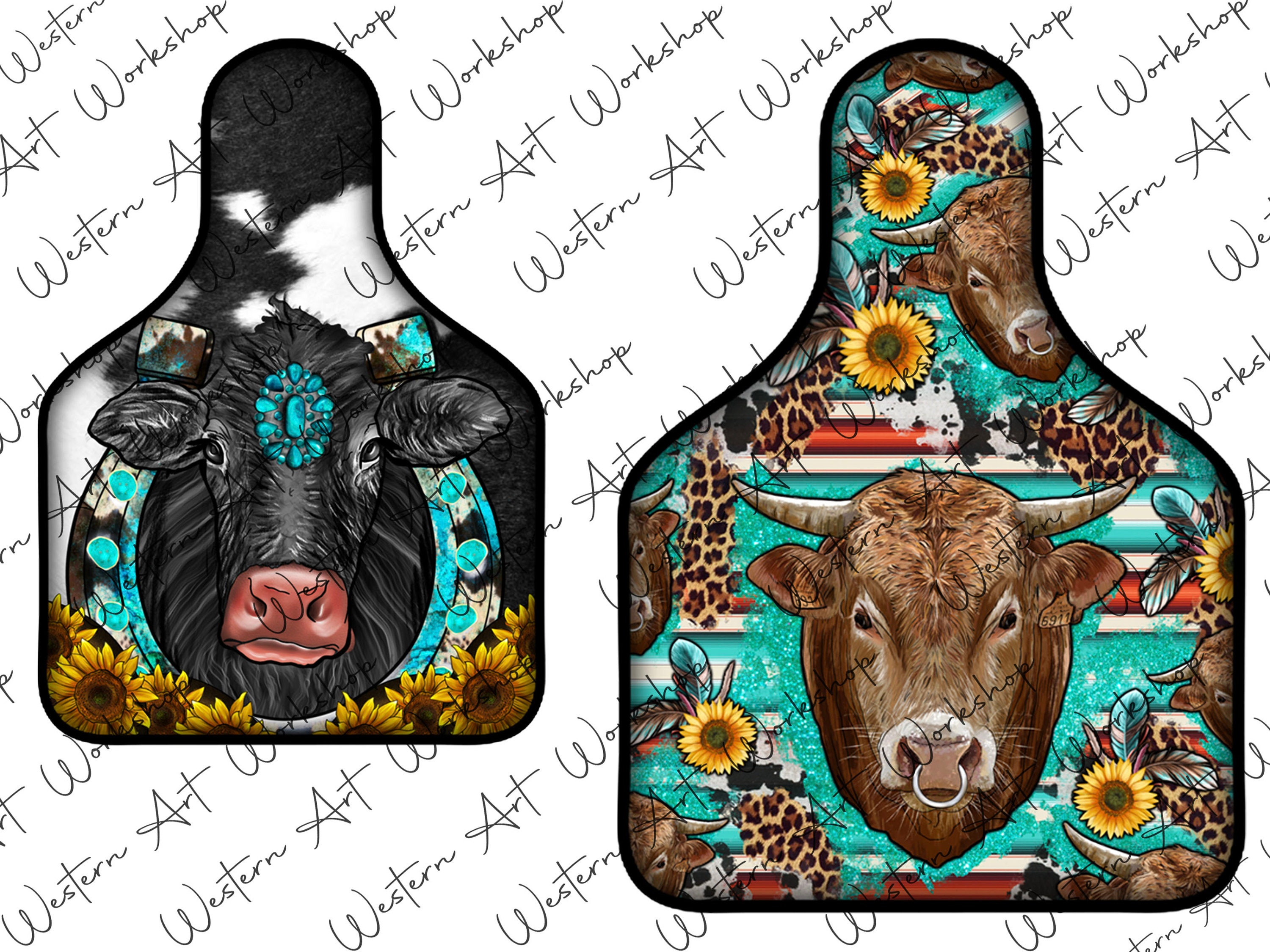 Cow Show Tag Png Western Design Cow Tag Serape Cow Tag - Etsy
