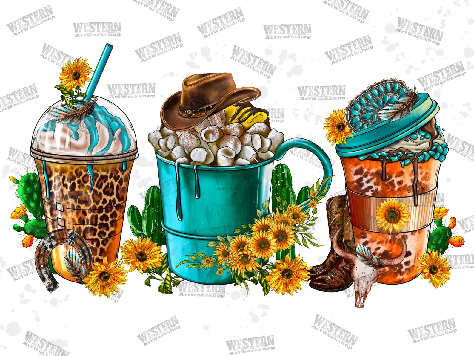 Western Coffee Cups Png Sublimation Design Fall Png Gemstone - Etsy