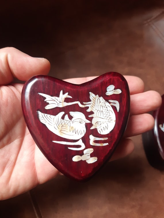 PAIR of Two Vintage Japanese Handmade Boxes,Heart Sha… - Gem