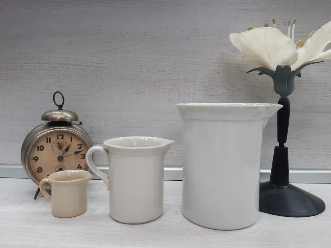 Set of Three Vintage Porcelain Laboratory Beakers, Old Porcelain ...