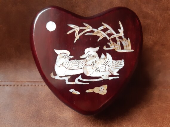 PAIR of Two Vintage Japanese Handmade Boxes,Heart Sha… - Gem