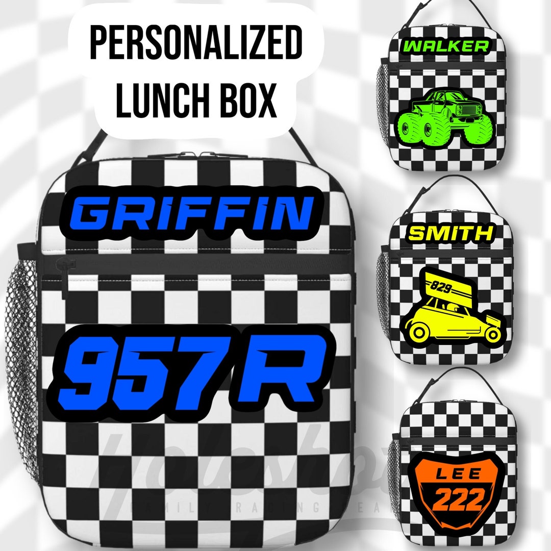 Motocross Lunch Box, Checkered Lunch Box, Checkered School Bag, Custom ...