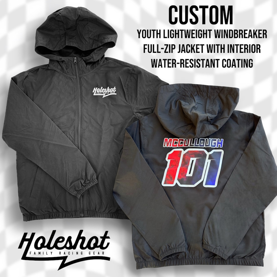 Custom Racing Zip Rain Jacket, Personalized Windbreaker, Lightweight ...