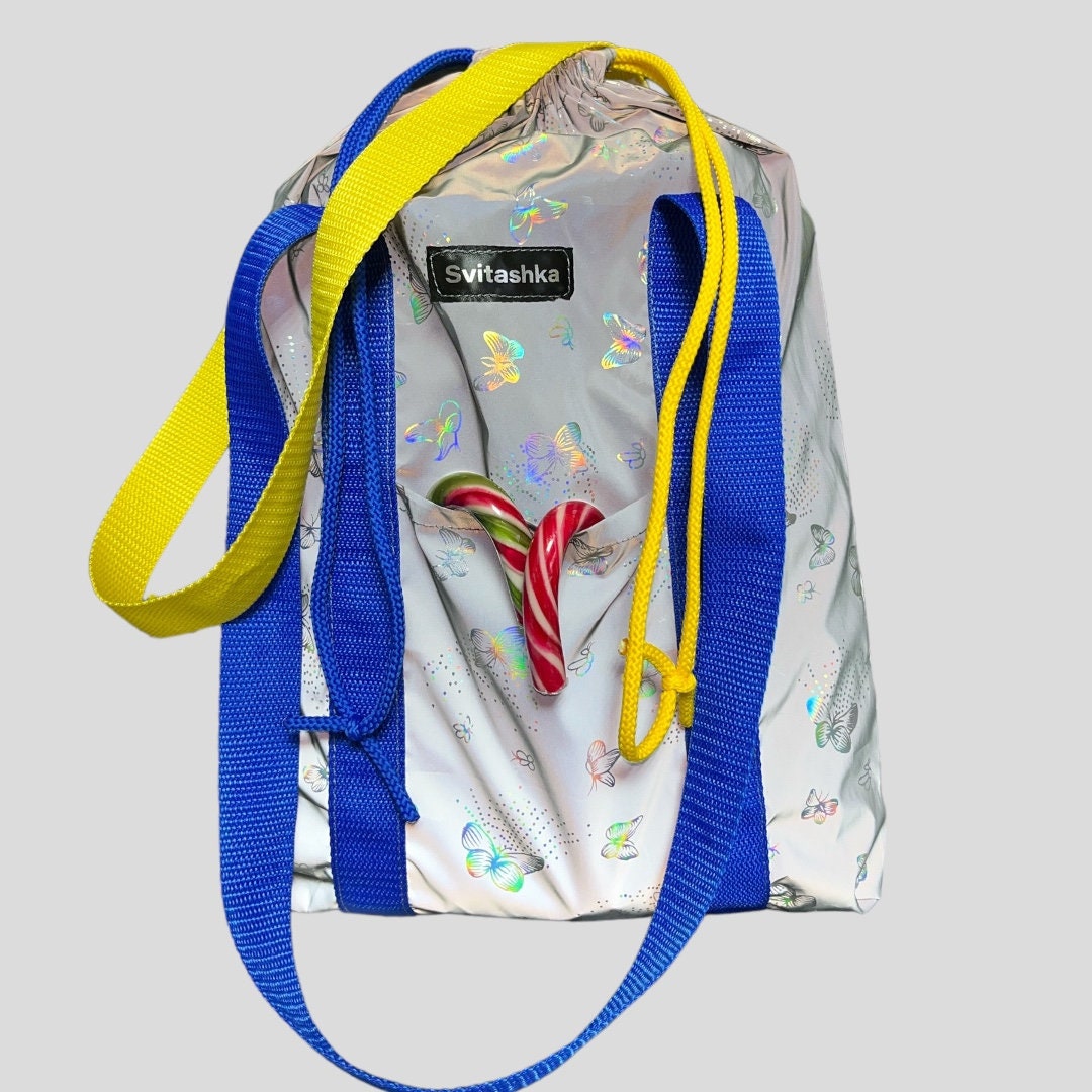 Reflective Shopper Bag With Drawstring Pockets Butterfly - Etsy