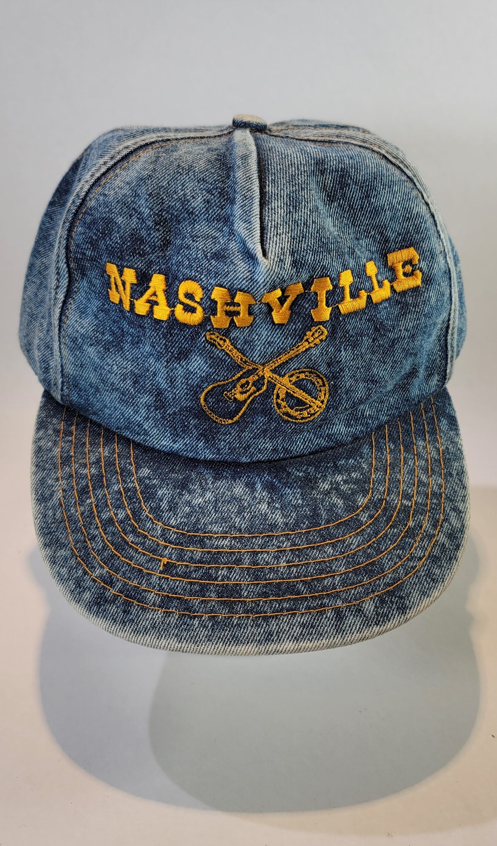 Vintage Nashville Acid Wash Denim Snap Back Cap - Etsy