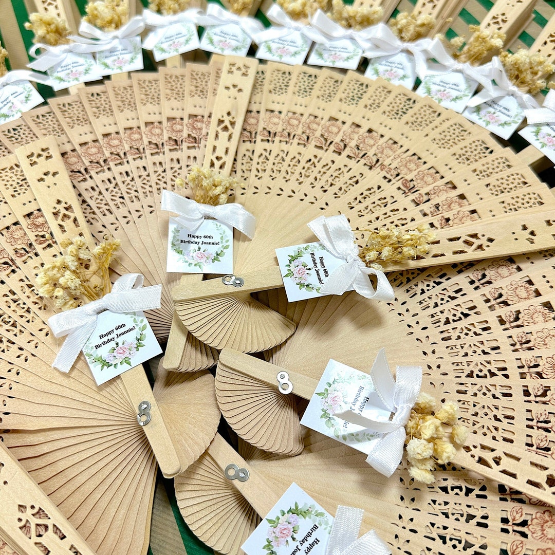 Personalized Sandalwood Wedding Fans, Custom Wooden Wedding Fans ...