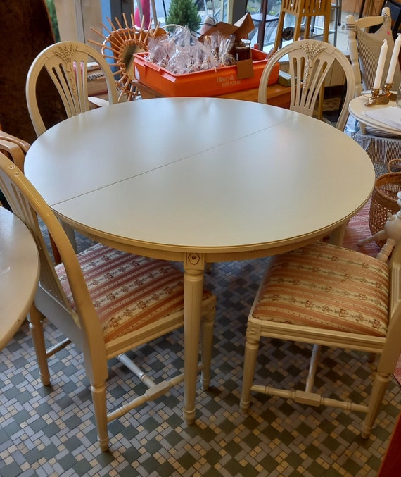 Gustavian Dining Table Chairs Set of 4 Etsy