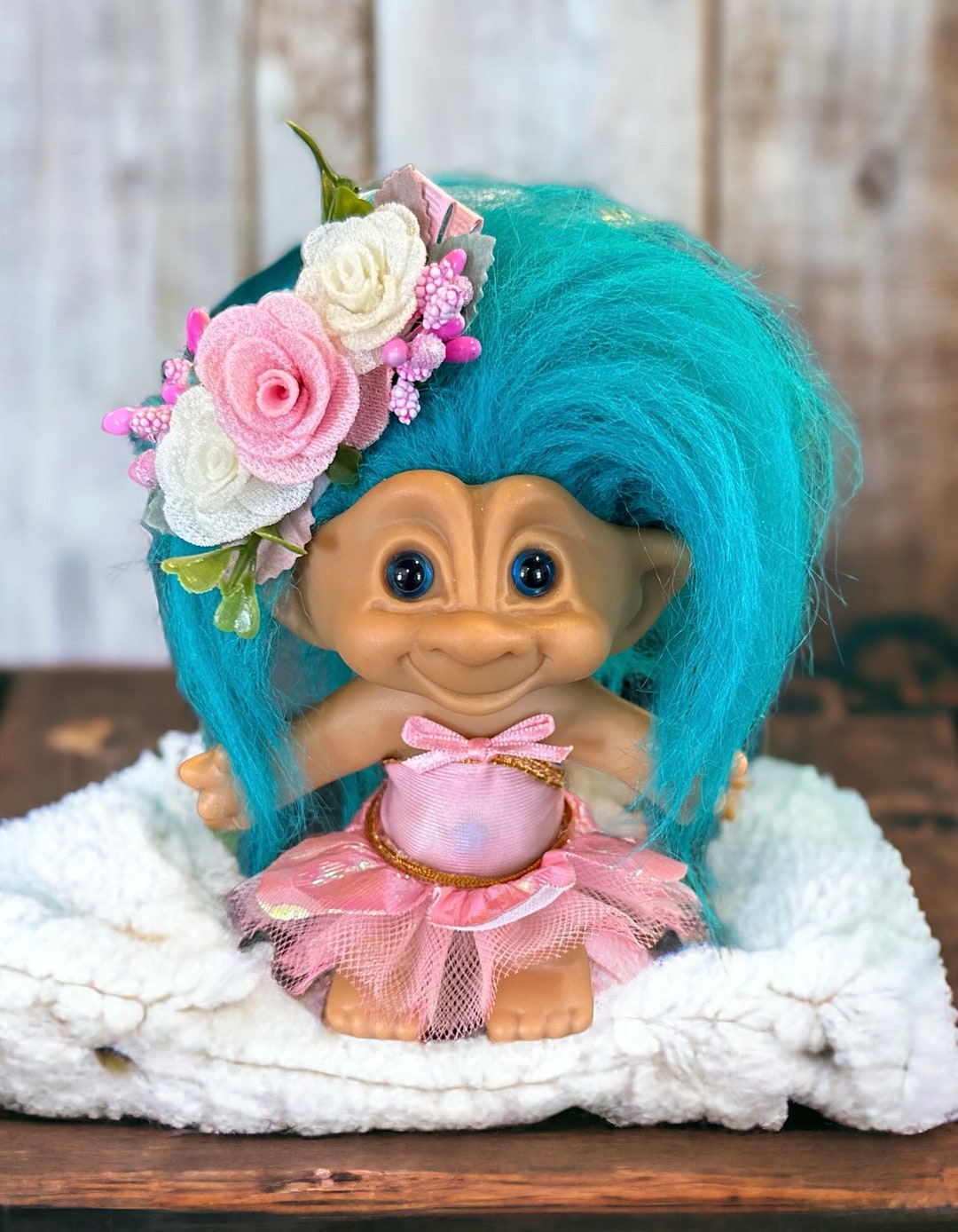 Vintage Troll Doll 4 Ace Troll Pink Flower Princess This is One Beauty ...