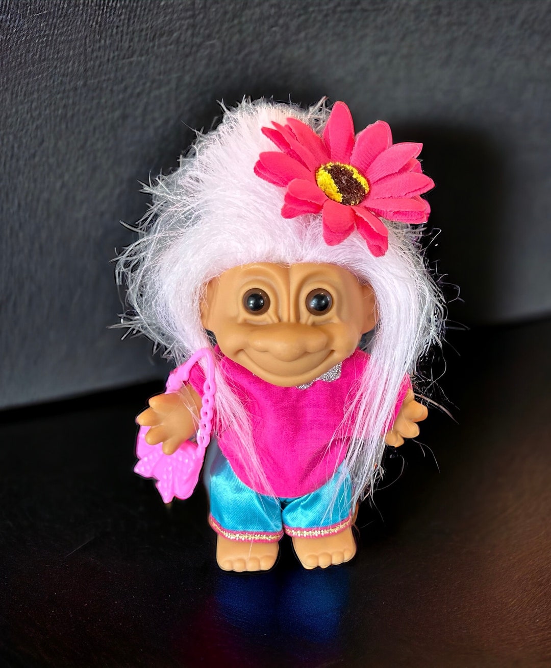 Vintage Troll Doll- 4" Russ Troll- Pretty in Pink Shopping Diva - Etsy