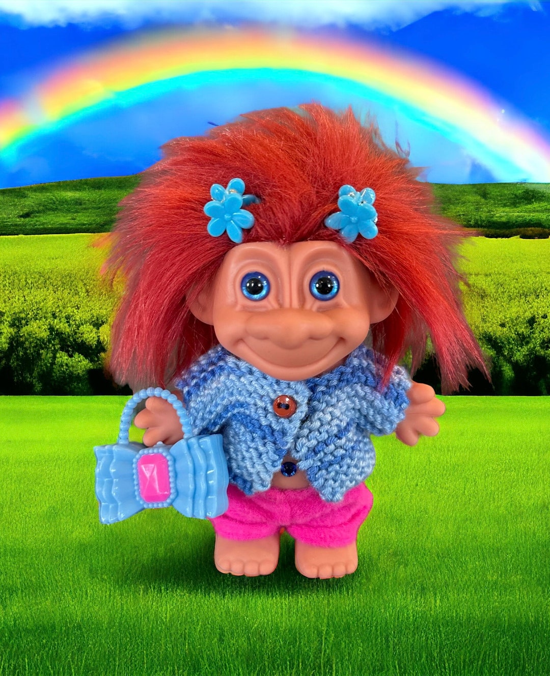 Vintage Troll Doll- 4" Trollkins Troll- Sassy Redhead With Beautiful ...