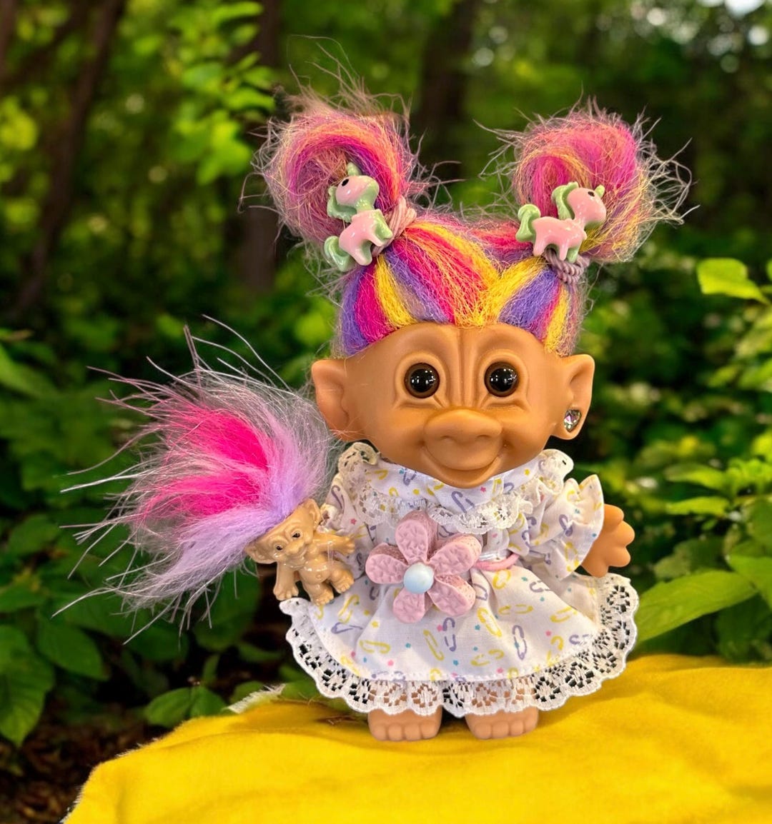Vintage Troll Doll- 4" Bright of America Troll- Rockin’ Rainbow Girlie ...