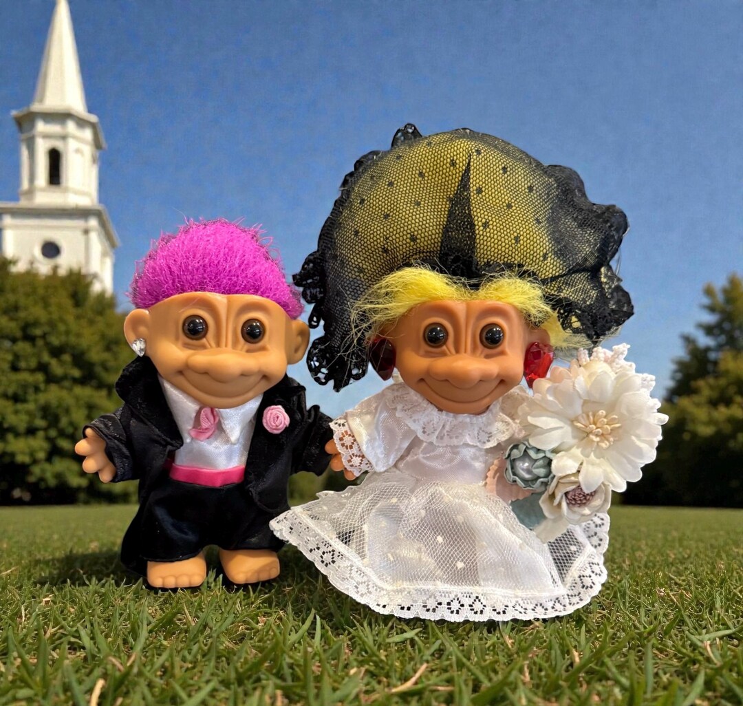 Vintage Troll Dolls- 4 Inch Russ Trolls- Edgy Wedding Couple- Sold ...