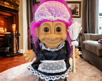 Vintage French Maid Troll Doll old Fashion Servant Troll W/ Pink Hair ...