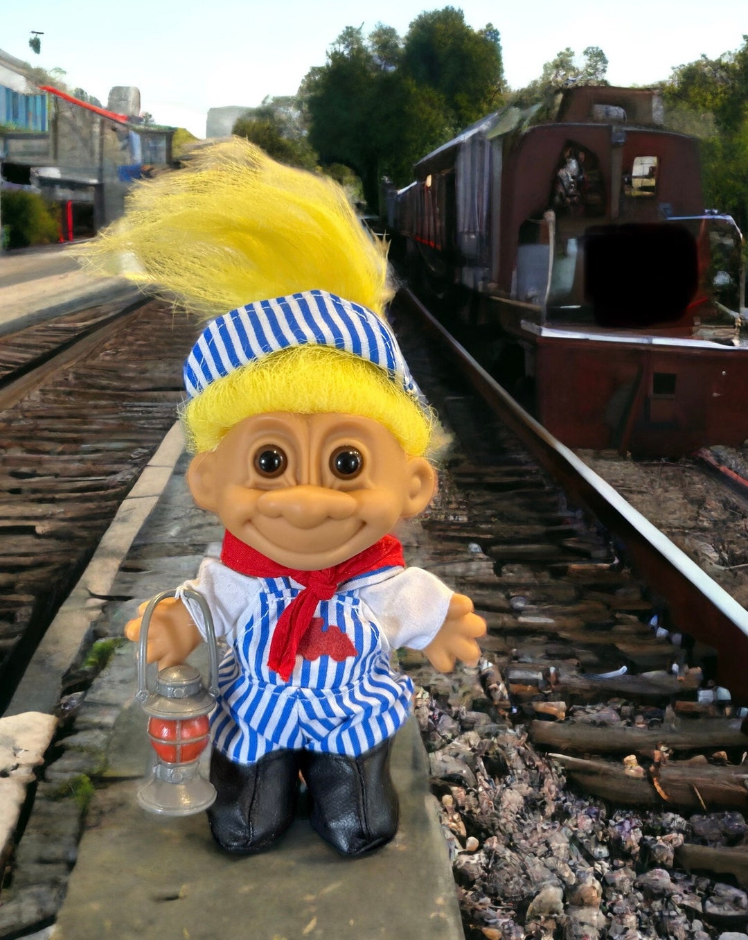 Vintage Troll Doll 4 Russ Troll Train Conductor Yellow Hair - Etsy