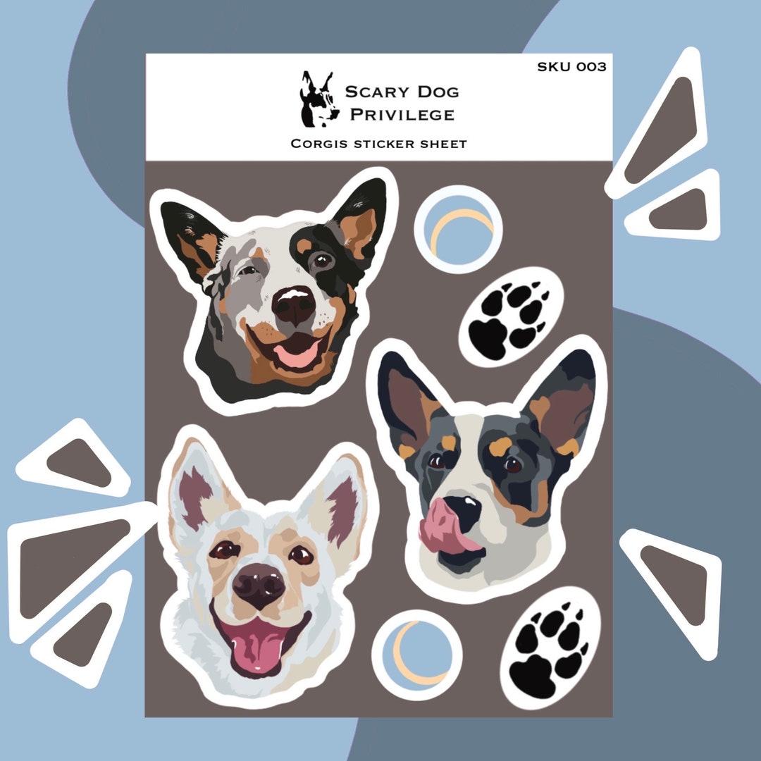 Corgi Sticker Sheet pembroke Welsh Corgi Portraits, Vinyl Stickers - Etsy